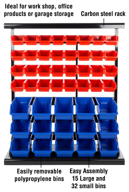 47 Bin Storage Rack Organizer- Wall Mountable Drawers by Stalwart ...