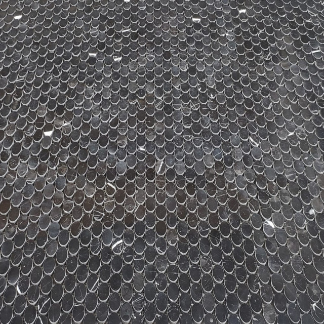 Nero Marquina Black Marble 1-1/4x5/8 Oval Ellipse Mosaic Tile Polished ...