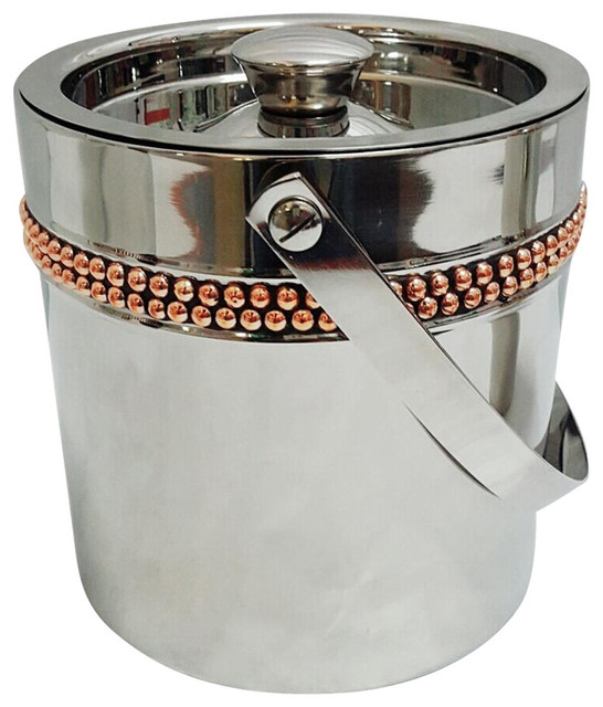Elegance Doublewall Ice Bucket With Copper Rivet Band - Contemporary ...