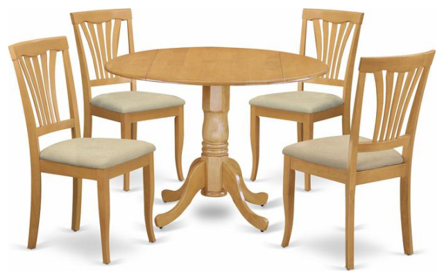 5-Piece Small Kitchen Table Set-Round Table and 4 Dining Chairs ...