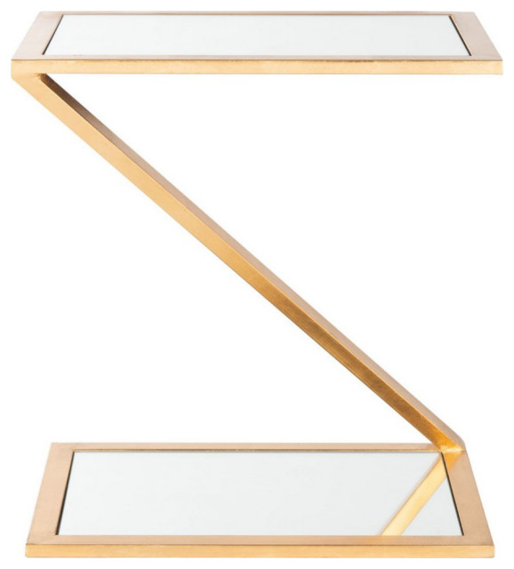 Rea Mirror Top Gold Accent Table - Contemporary - Side Tables And End ...