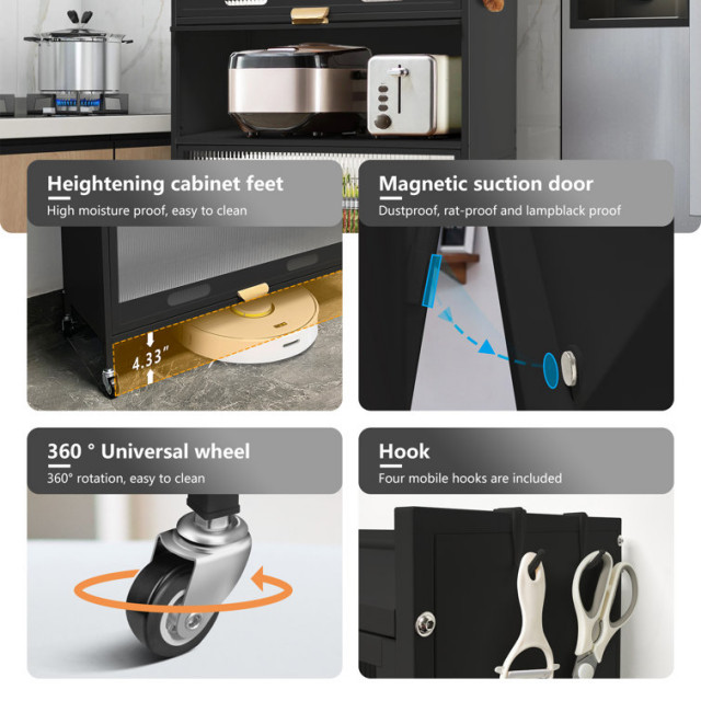 Mega Casa Steel 4-Door Accent Cabinet - Black - Transitional - Accent ...