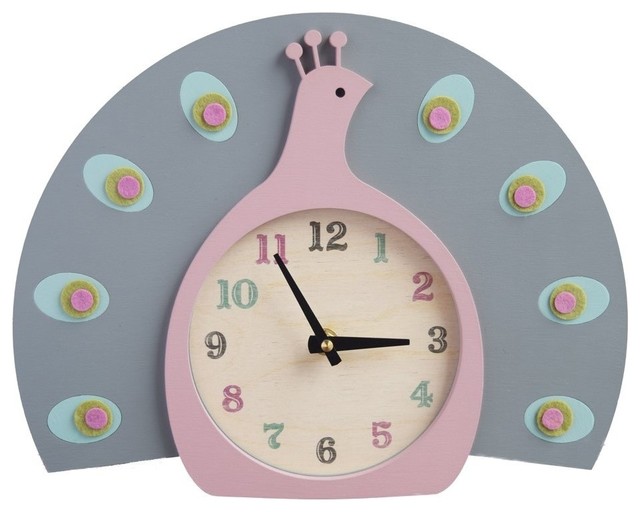 Peacock Clock - Contemporary - Kids Clocks - by Tree by Kerri Lee | Houzz