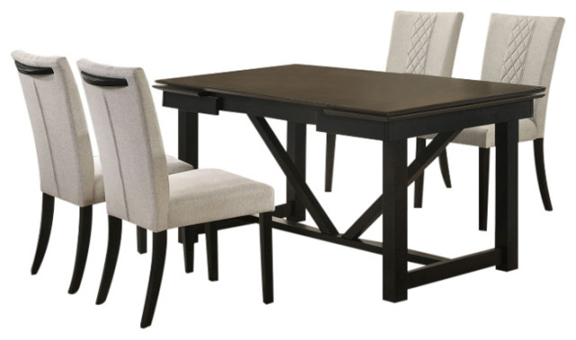 Malia 5-piece Rectangular Dining Table Set With Refractory Extension ...