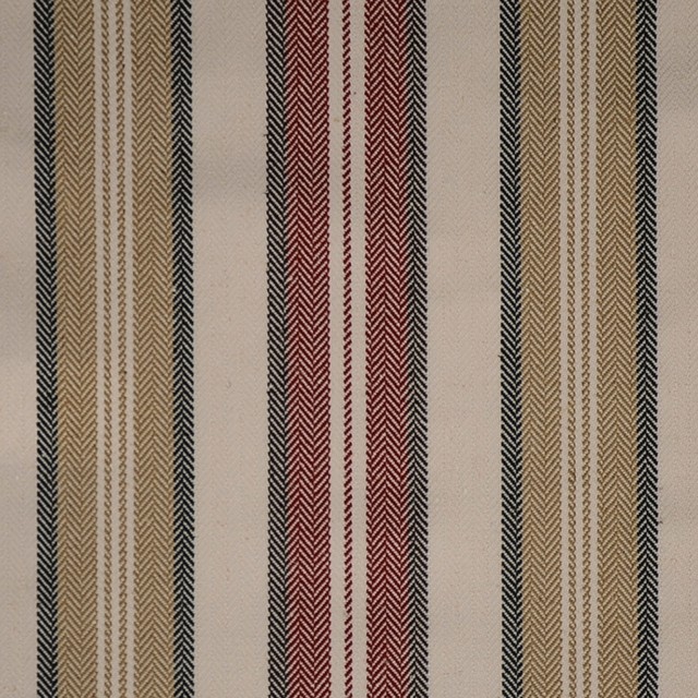 London Red Red Stripe Woven Upholstery Fabric - Contemporary ...