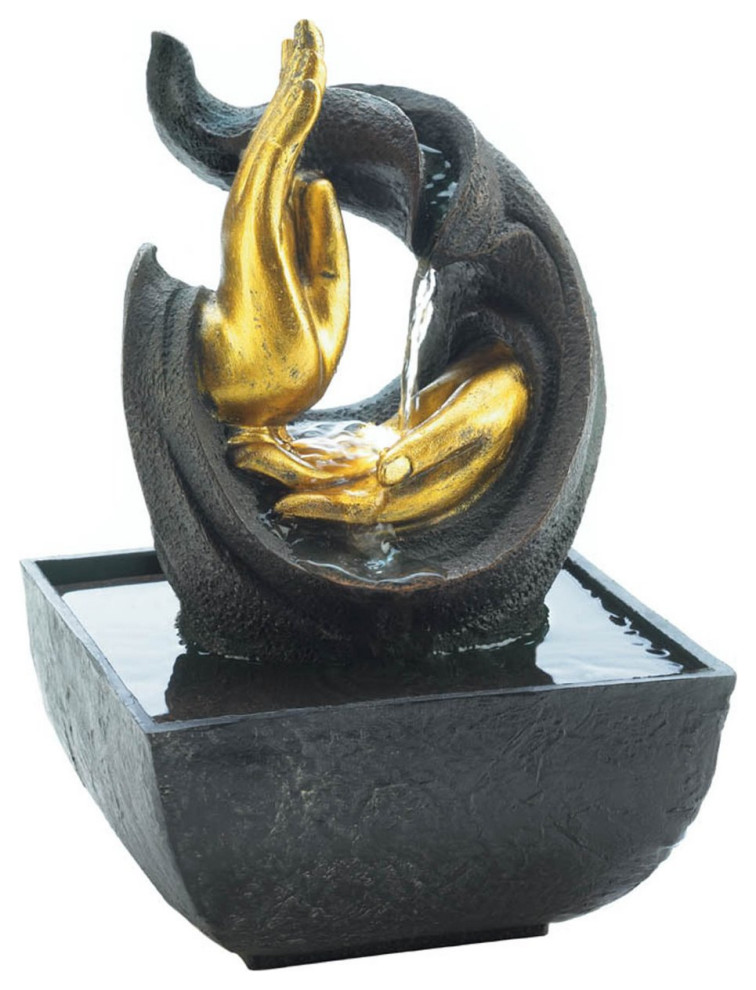 Golden Hands Accent Tabletop Fountain - Contemporary - Indoor Fountains ...