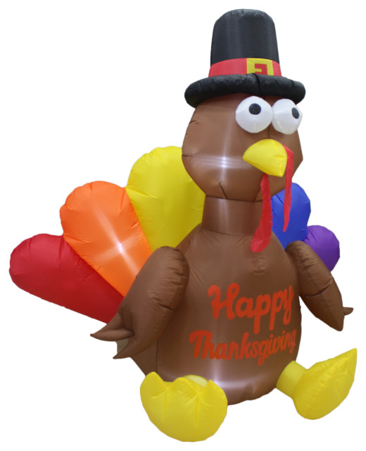 6' Thanksgiving Colorful Turkey Inflatable - Traditional - Outdoor ...