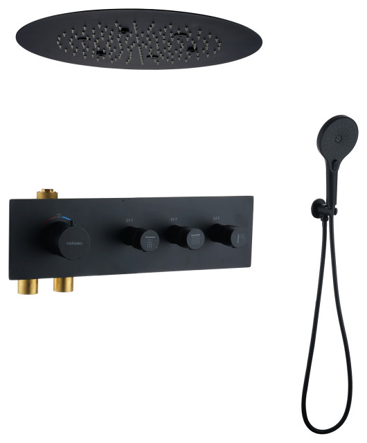 20 Inch Luxury Thermostatic Shower System,Matte Black - Contemporary ...