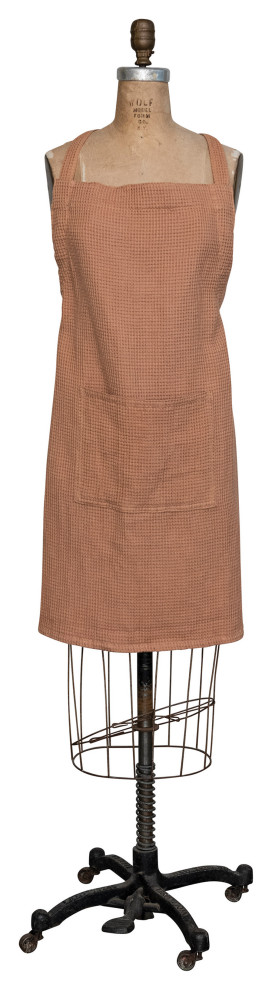 Woven Linen and Cotton Kitchen and Dining Waffle Apron With Pocket ...