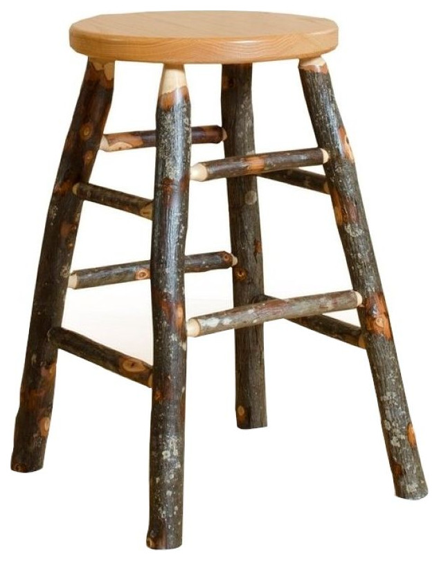 Hickory Log Kitchen Stool, 18 Inch - Rustic - Bar Stools And Counter ...