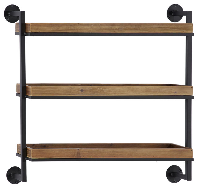 Industrial Brown Metal Wall Shelf 43781, 26" x 23" x 7" - Industrial ...