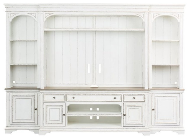 Magnolia Manor White Entertainment Center with Piers - Farmhouse ...