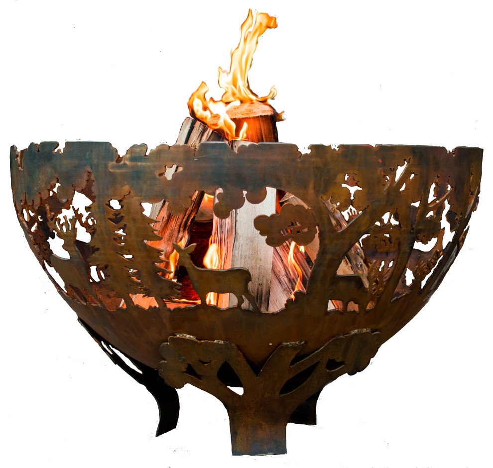 Laser Cut Wildlife Fire Bowl - Rustic - Fire Pits - by Parpadi | Houzz