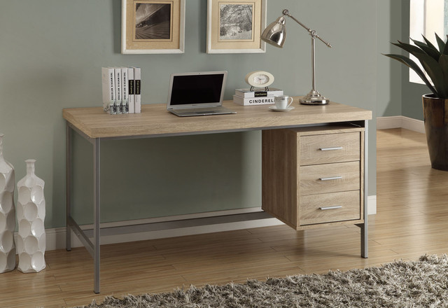Silver Metal and Natural Reclaimed-look 60-inch Long Office Desk ...