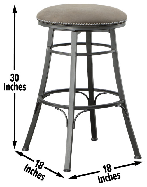 Bali Backless Swivel Bar Chair Grey, Bar Stool - Industrial - Bar ...