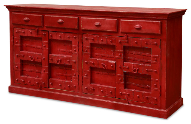 Woodland Red Wooden Sideboard 72" - Farmhouse - Buffets And Sideboards ...