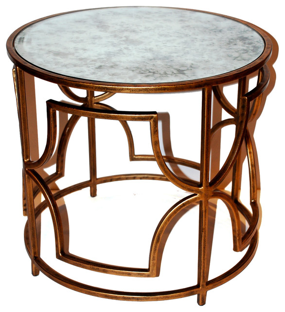 Quatrefoil Table, Antique Gold, 26"x24"x22" - Contemporary - Side ...