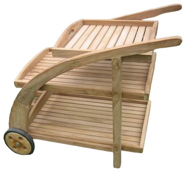 Outdoor Teak Trolley Serving Cart - Transitional - Outdoor Serving ...