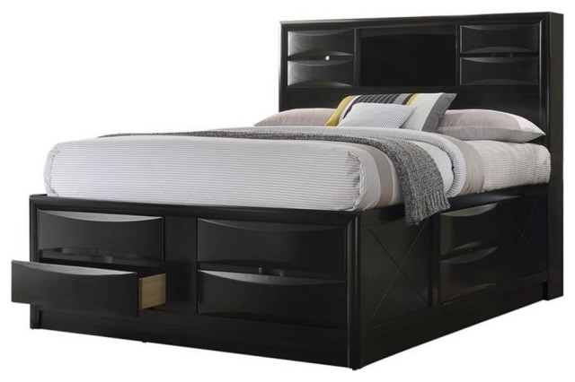 Coaster Briana Modern Wood Eastern King Platform Storage Bed in Black ...