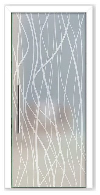Frameless Glass Pocket Sliding Door With Frosted Design, 40"x81 ...
