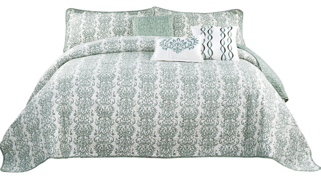 Mayfair 6 Piece Quilted Printed Bed Spread, King - Traditional - Quilts ...