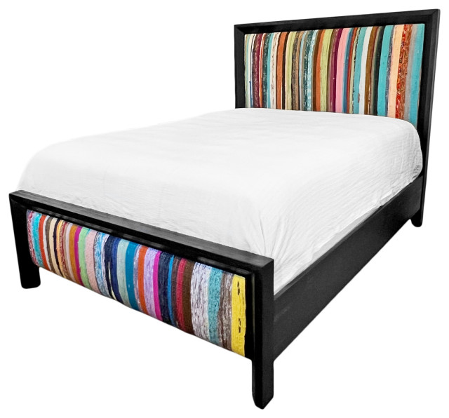 Striped Sari Rug Queen Bed Frame - Eclectic - Bed Frames - by Design ...
