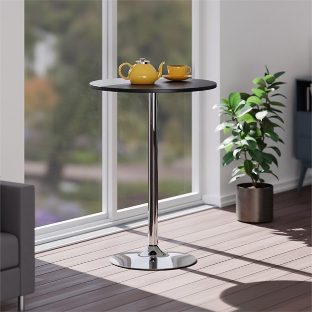 Winsome Spectrum 24" Round Contemporary Wood/Metal Pub Table in Black ...