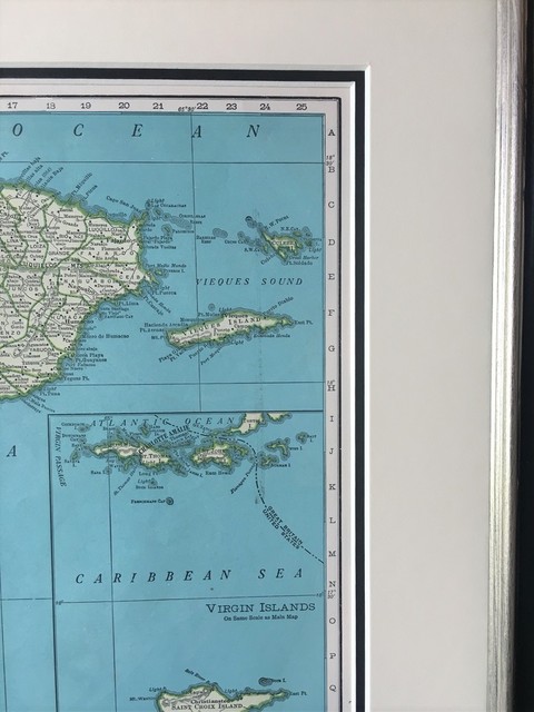 Original Vintage 1940s Puerto Rico Map, Framed - Traditional - Prints ...