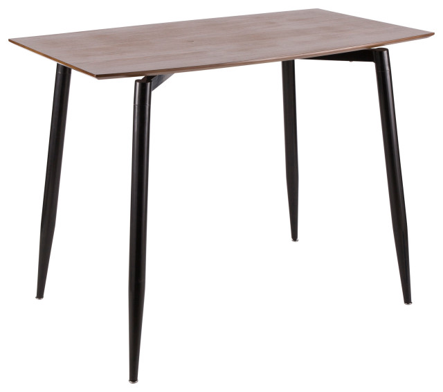Clara Mid-Century Modern Counter Table With Black Metal Legs/Walnut ...