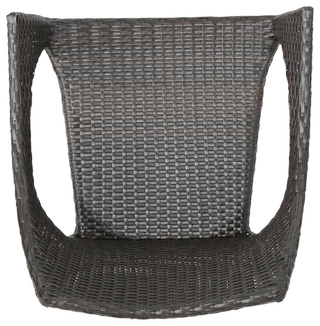 GDF Studio Miranda Outdoor Mix Mocha Wicker Stacking Dining Chairs, Set ...