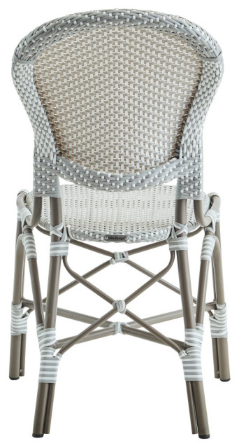 Isabell Outdoor Dining Side Chair, Taupe Frame/Gray With White Dots ...