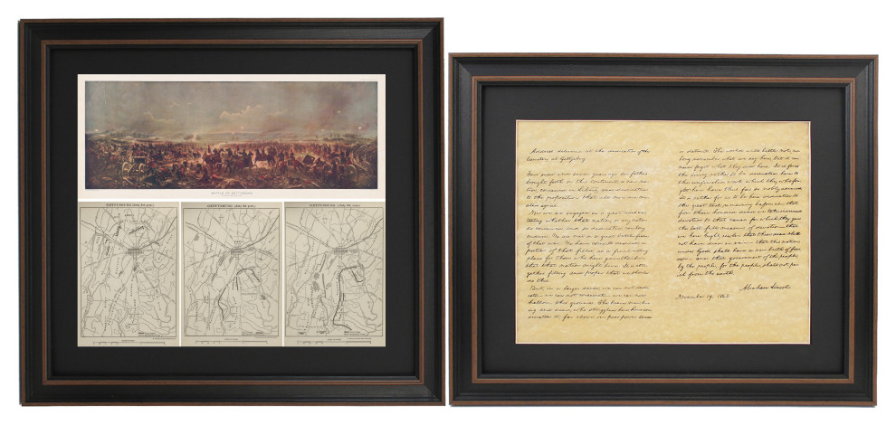 Framed Battle of Gettysburg Illustration & 3 Day Map with Gettysburg ...