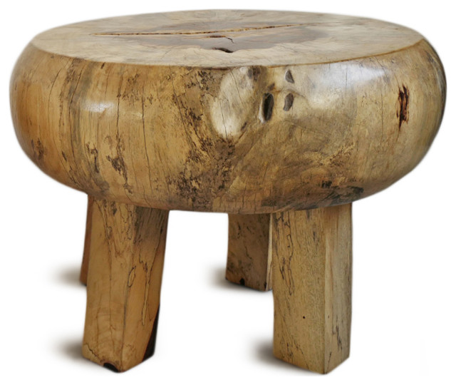 Tamarind Round Wood Stool/Side Table - Rustic - Side Tables And End ...