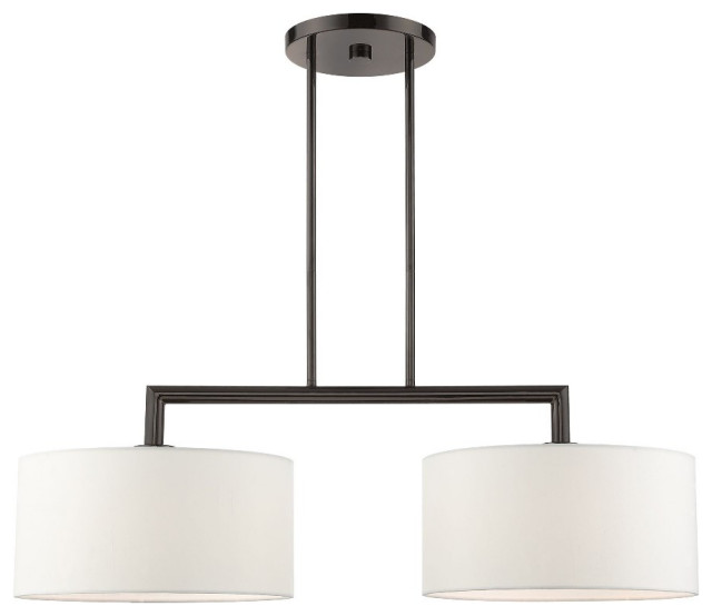 Modern Traditional Two Light Chandelier-Black Chrome Finish ...