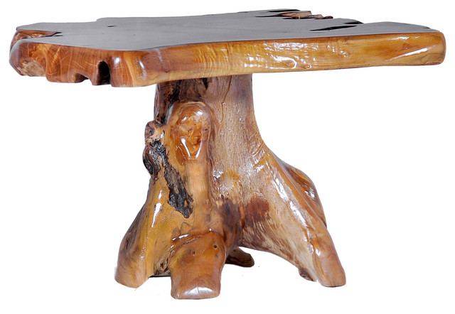 Teak Wood Slab Rustic Coffee Table - Rustic - Coffee Tables - by Chic ...