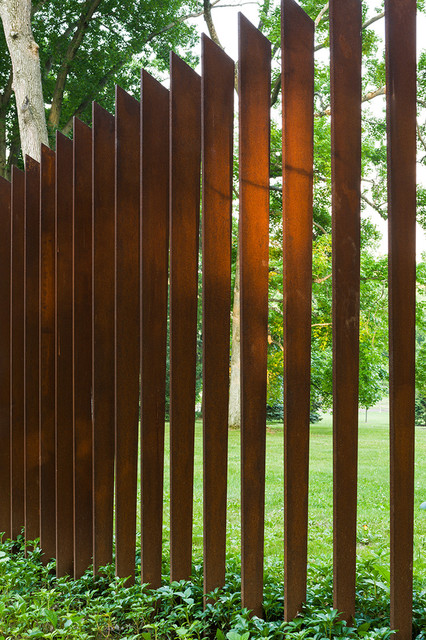Cor-Ten Cattails Sculptural Fence - Contemporary - Exterior ...