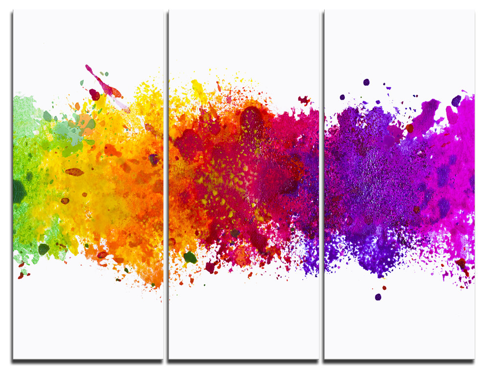 "Artistic Watercolor Splash" Canvas Artwork, 3 Panels, 36"x28 ...