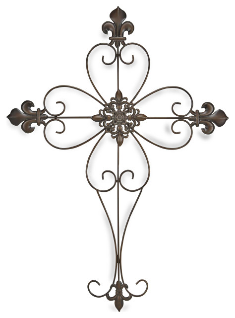 Rustic Metal Wall Cross - Delfino Brown - Mediterranean - Metal Wall ...