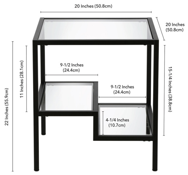 Henn&Hart 20" Blackened Bronze Metal/Glass Side Table - Transitional ...