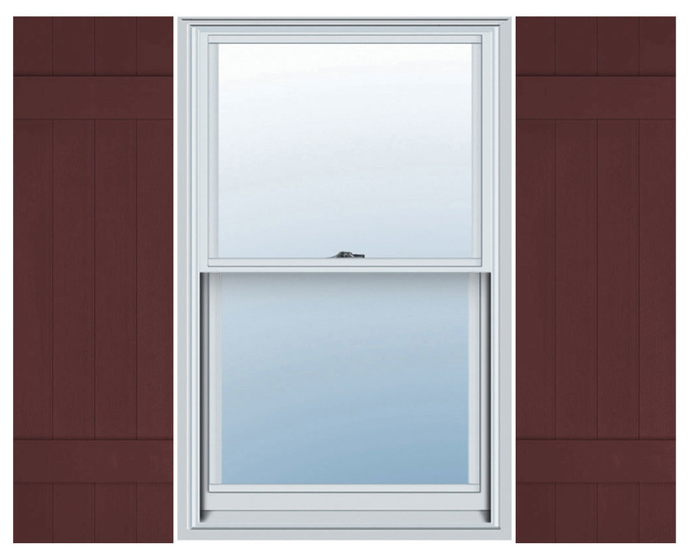 Lifetime Vinyl Custom 4-Board Joined Board-n-Batten Shutters, Bordeaux ...