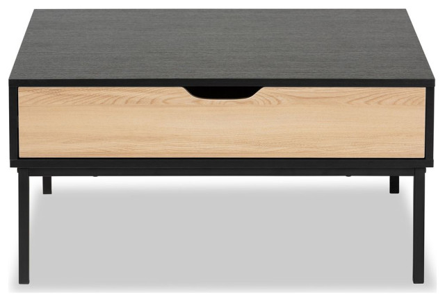 Baxton Studio Haben Two-Tone Oak Brown and Black Wood Coffee Table ...