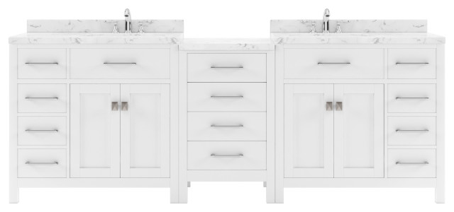Caroline Parkway 93" Bath Vanity, White With Marble Quartz Top, 93 ...