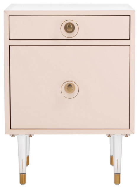 Boden 2 Drawer Side Table Light Pink / Gold - Midcentury - Side Tables ...