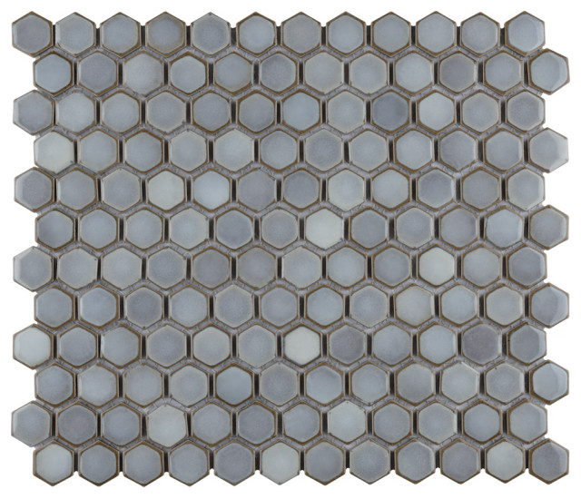 Hudson 1" Hex Grey Eye Porcelain Mosaic Tile, Sample - Contemporary ...