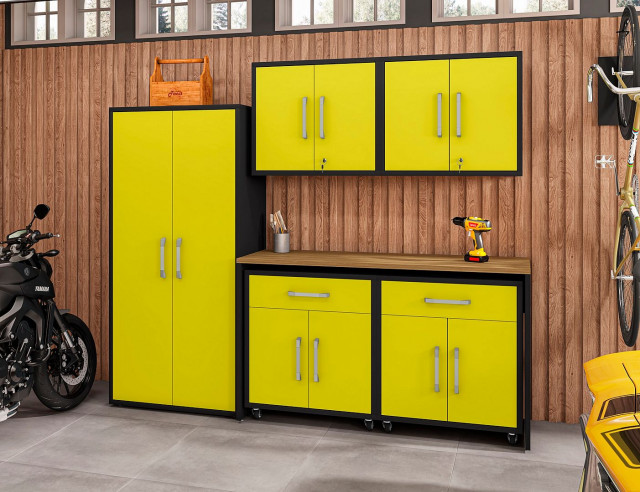 Eiffel 6-Piece Garage Set, Matte Black and Yellow - Garage And Tool ...