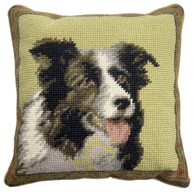 Needlepoint Hand-Embroidered Wool Throw PillowHP2003910x10 ...