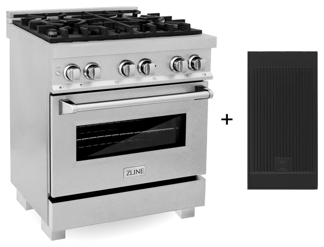 ZLINE 30" Dual Fuel Range With Griddle, Fingerprint Resistant Stainless ...