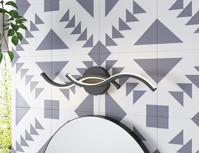 Modern Wave Linear LED Dimmable Vanity Light With Silicone Strip ...