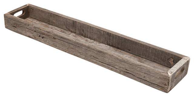 Vernon Brown Reclaimed Wood Rectangular Tray, Large - Rustic - Serving ...