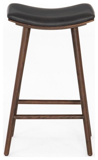 Beau Bar Stool, Distressed Black Set of 2 - Midcentury - Bar Stools And ...